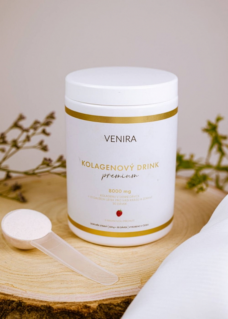 Venira PREMIUM kolagenový drink s malinovou příchutí