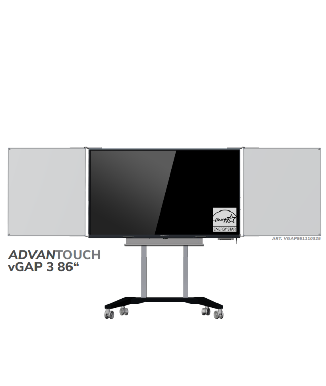 Mobilní interaktivní displej s 2 křídly | Tabule-nábytek.cz